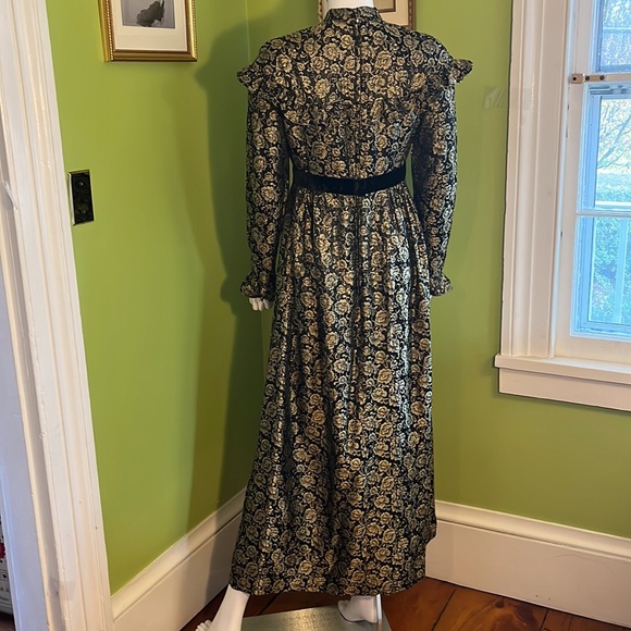 Quad | Dresses | Vintage 6s70s Quad Of London Gold Brocade Maxi Dress ...